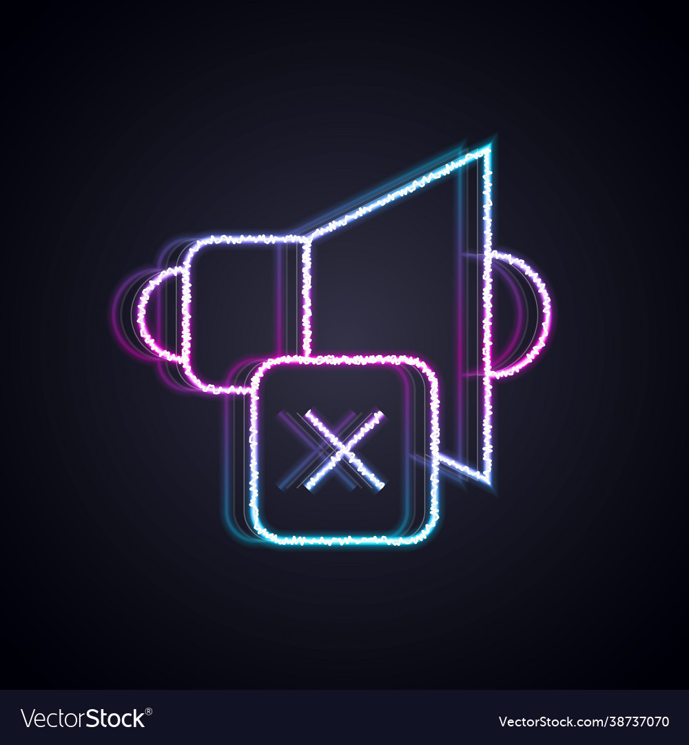 Glowing neon line speaker mute icon isolated Vector Image Glowing neon line speaker mute icon isolated Vector Image