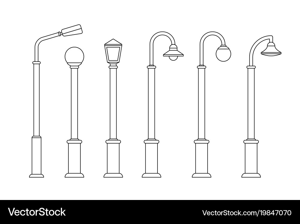 Street lighting line icons Royalty Free Vector Image
