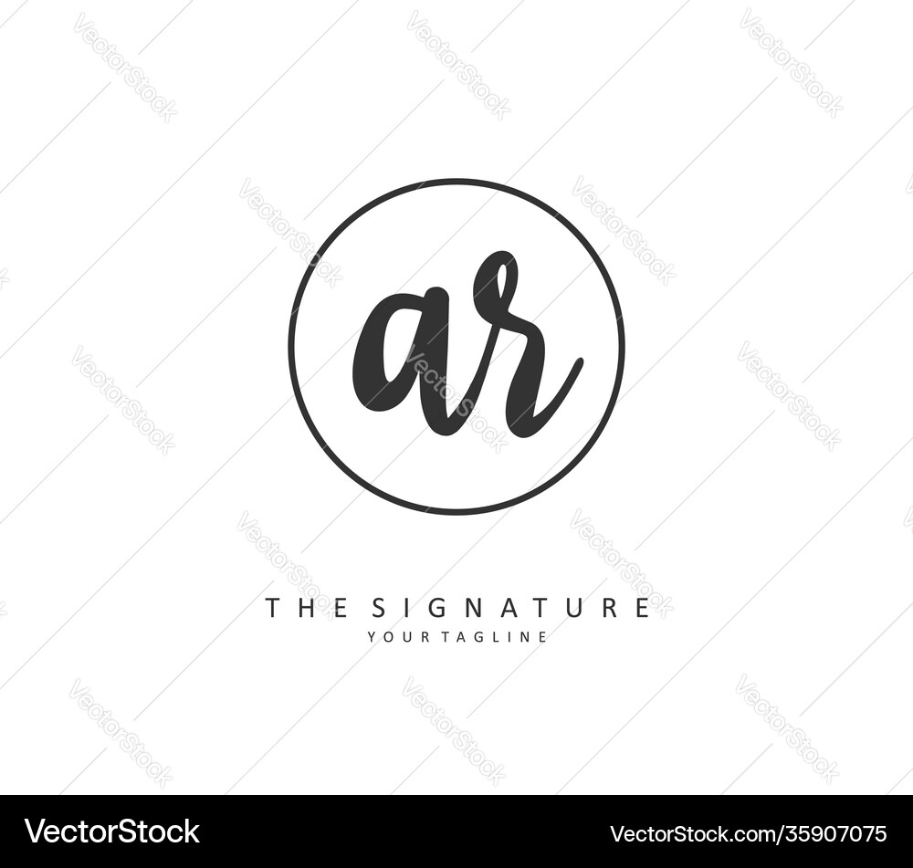 Ar initial letter handwriting and signature logo Vector Image