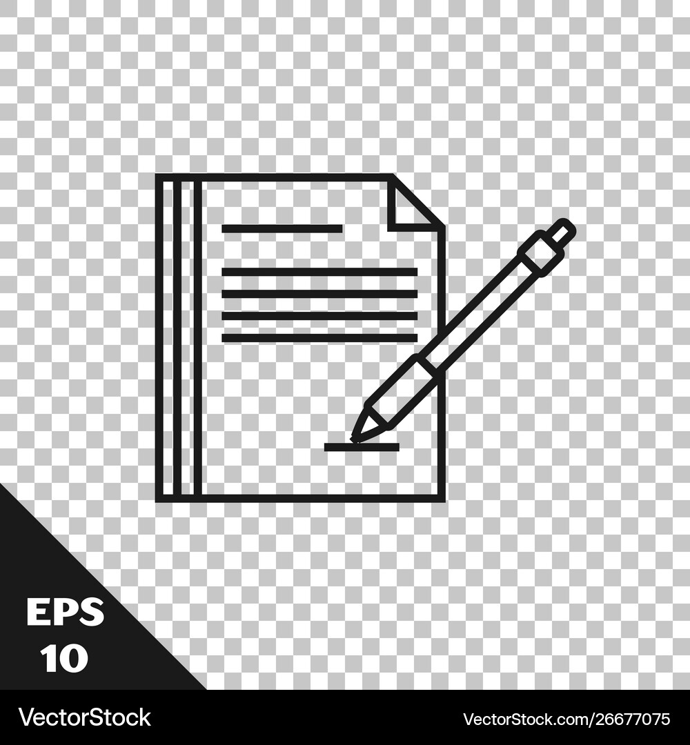 Black line blank notebook and pen icon isolated Vector Image