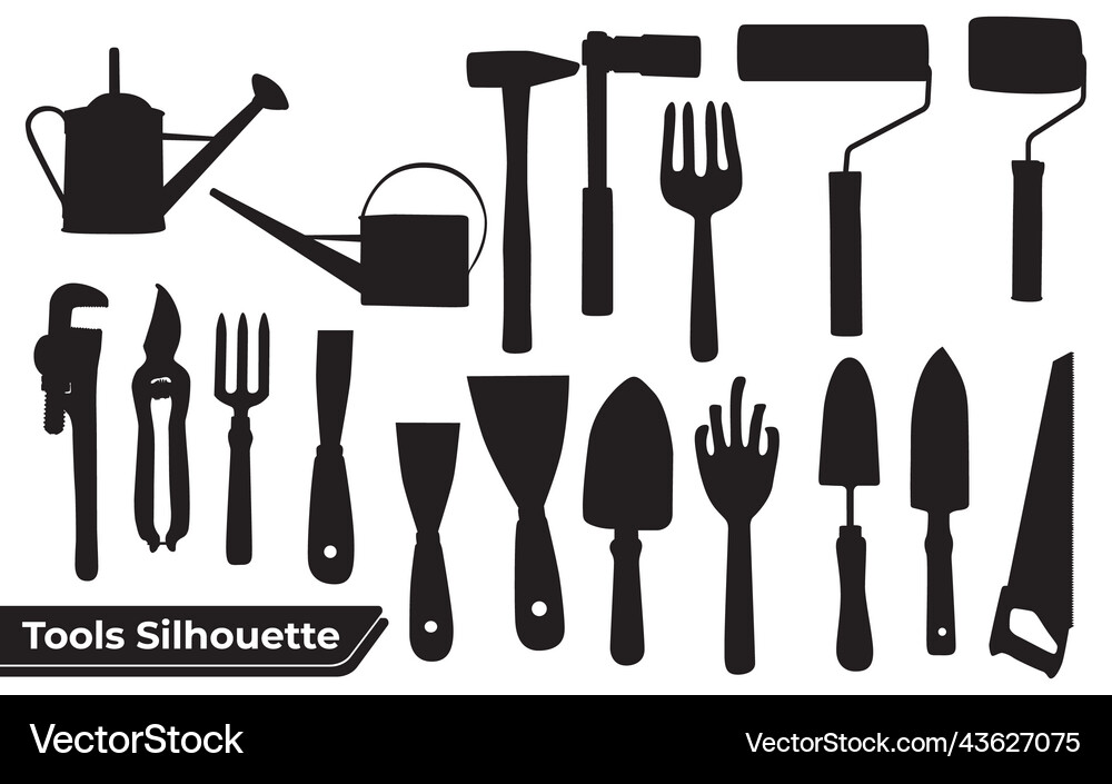 Collection of tools silhouettes Royalty Free Vector Image