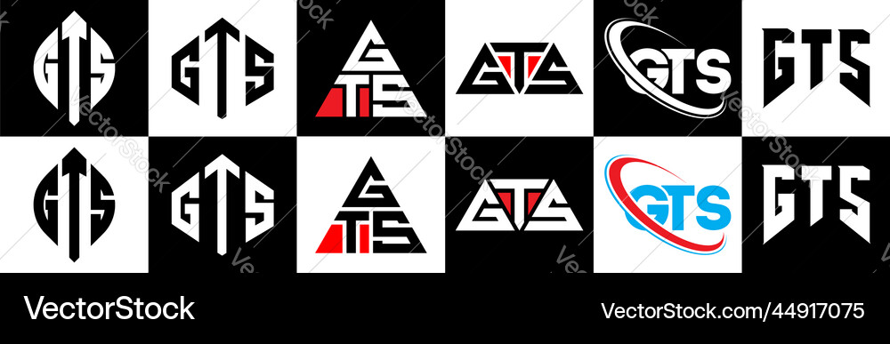 Gts letter logo design in six style polygon Vector Image