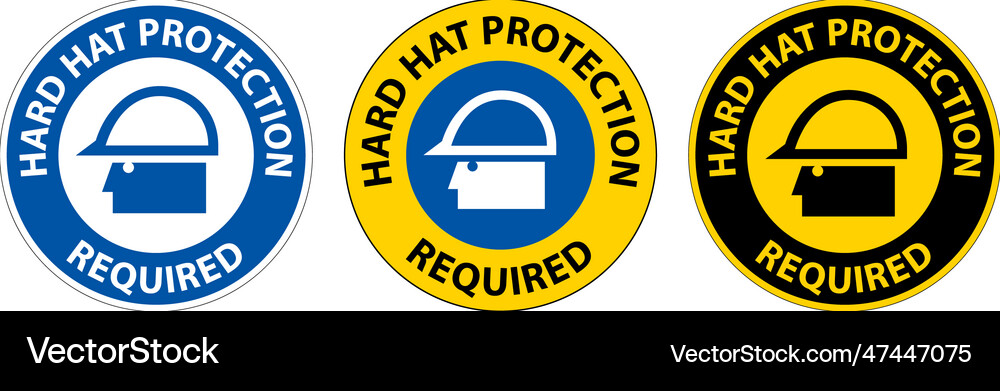 Hard hat protection required area sign on white Vector Image