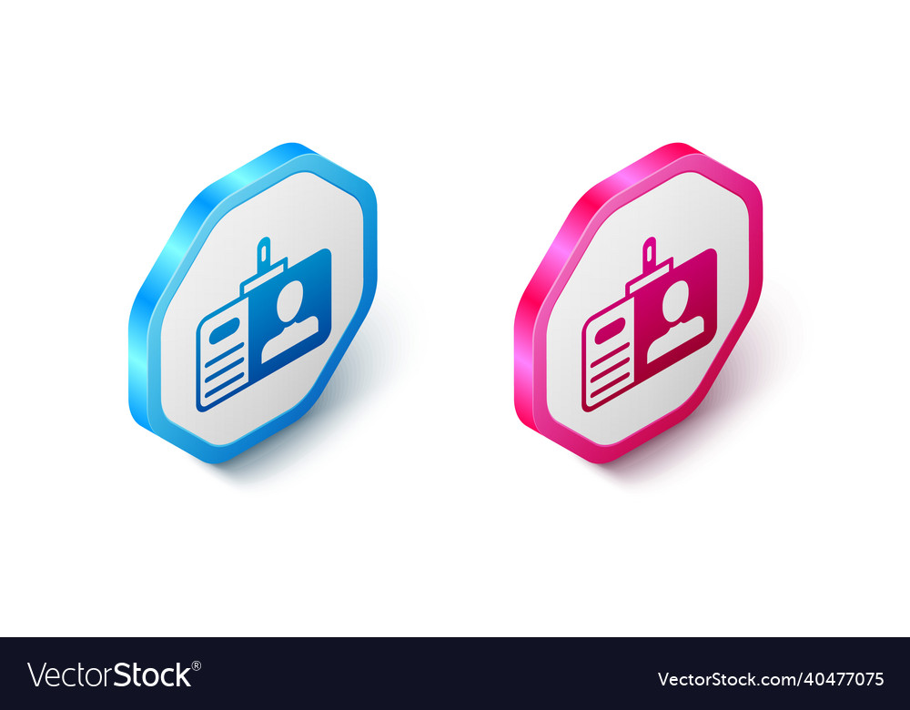 Isometric identification badge icon isolated Vector Image