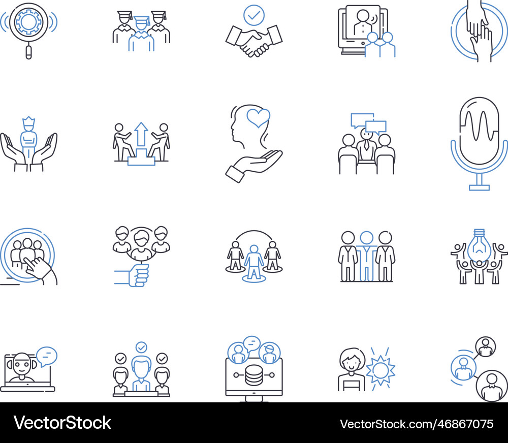 People management line icons collection Royalty Free Vector