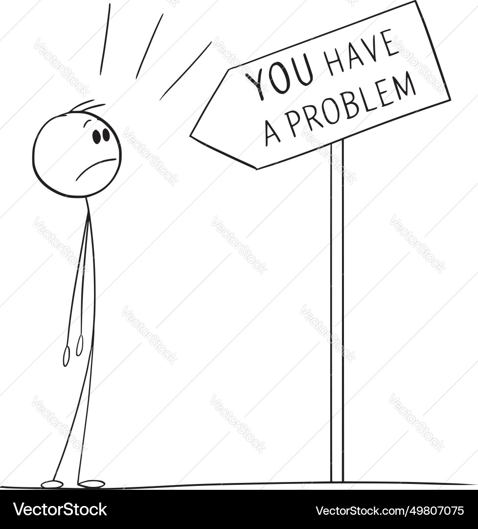 Person or businessman has problem cartoon stick Vector Image