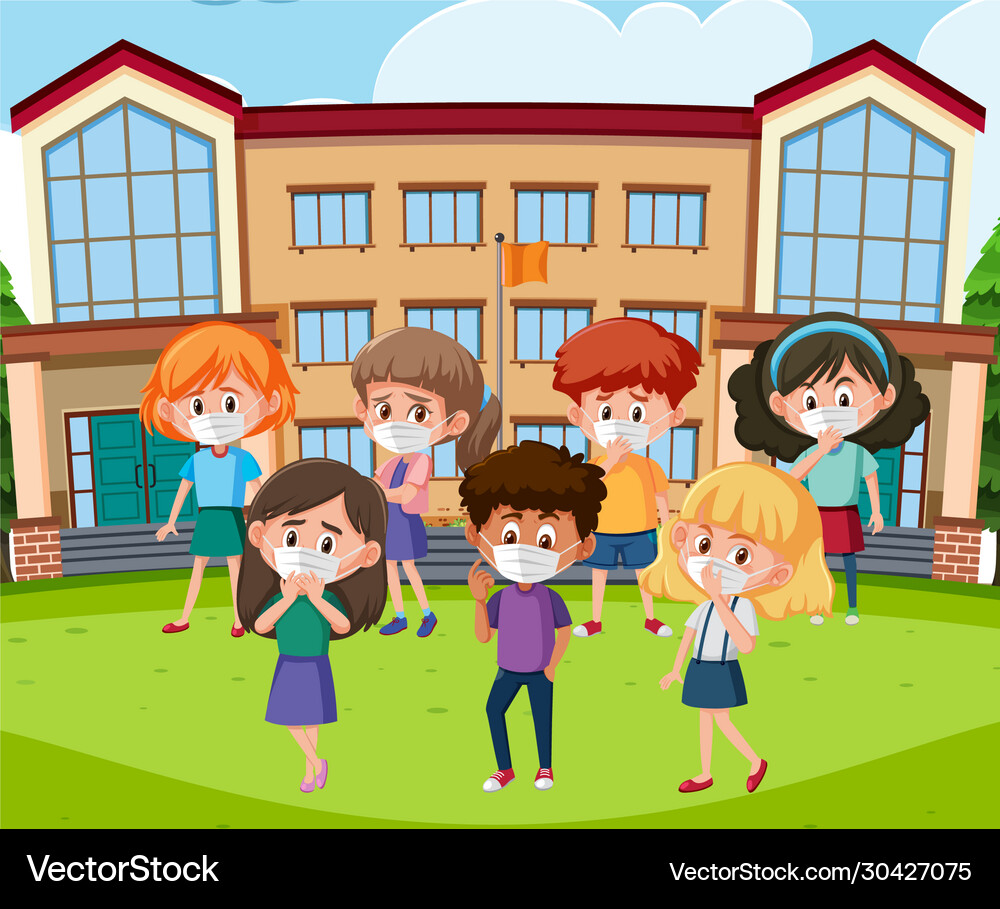 Scene with sick children at school Royalty Free Vector Image