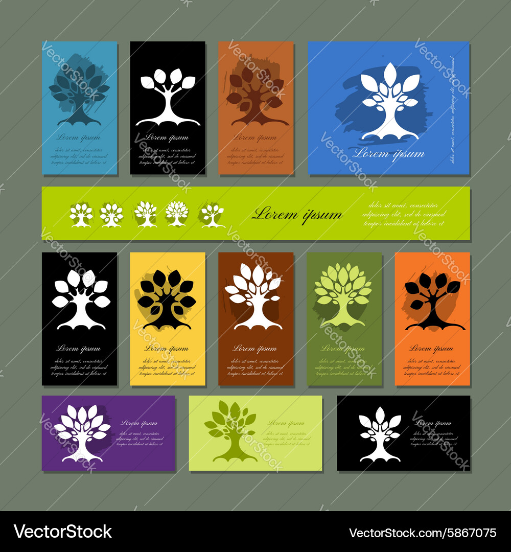 Set cards with art trees for your design Vector Image