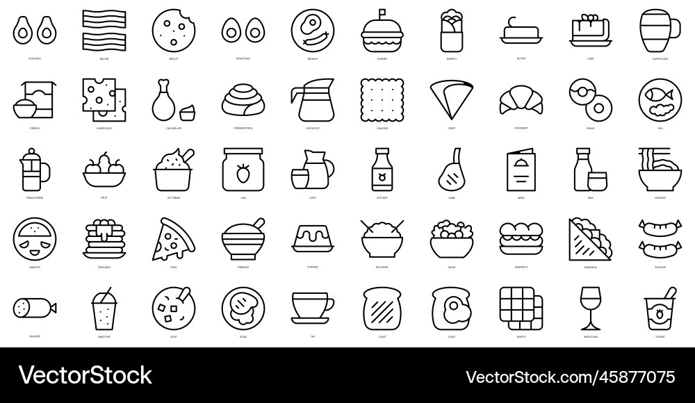 Set of thin line brunch icons Royalty Free Vector Image