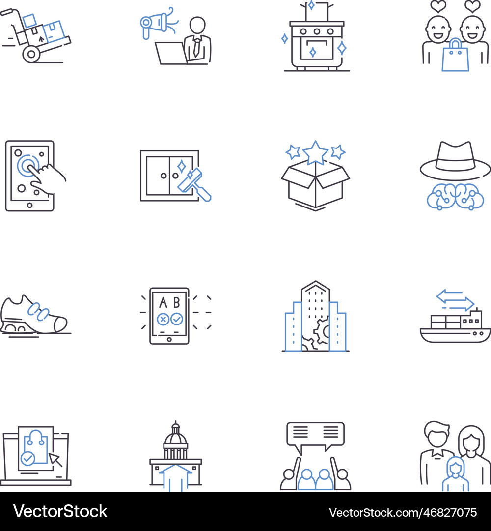 Smart packaging line icons collection rfid qr Vector Image