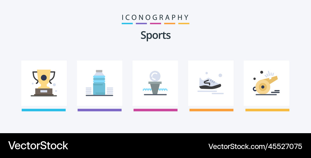 Sports flat 5 icon pack including exercise shoes Vector Image