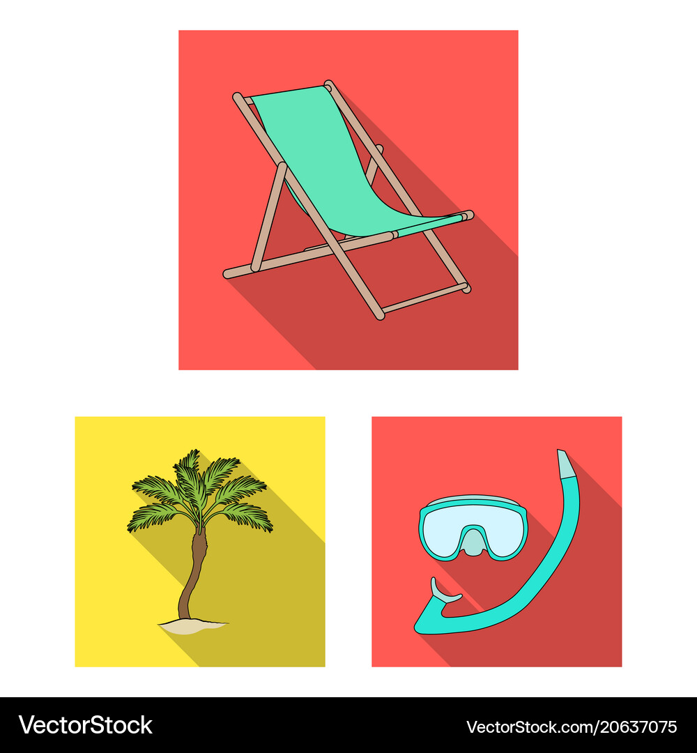 Summer rest flat icons in set collection Vector Image