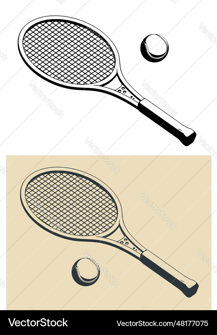 Tennis racket and ball Royalty Free Vector Image