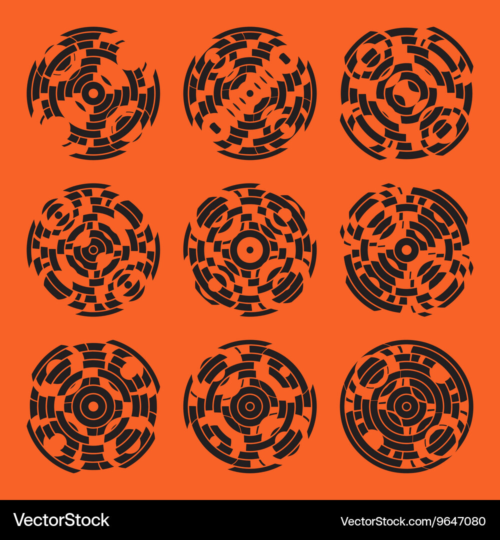 Abstract hightech collection set of 9 radars Vector Image