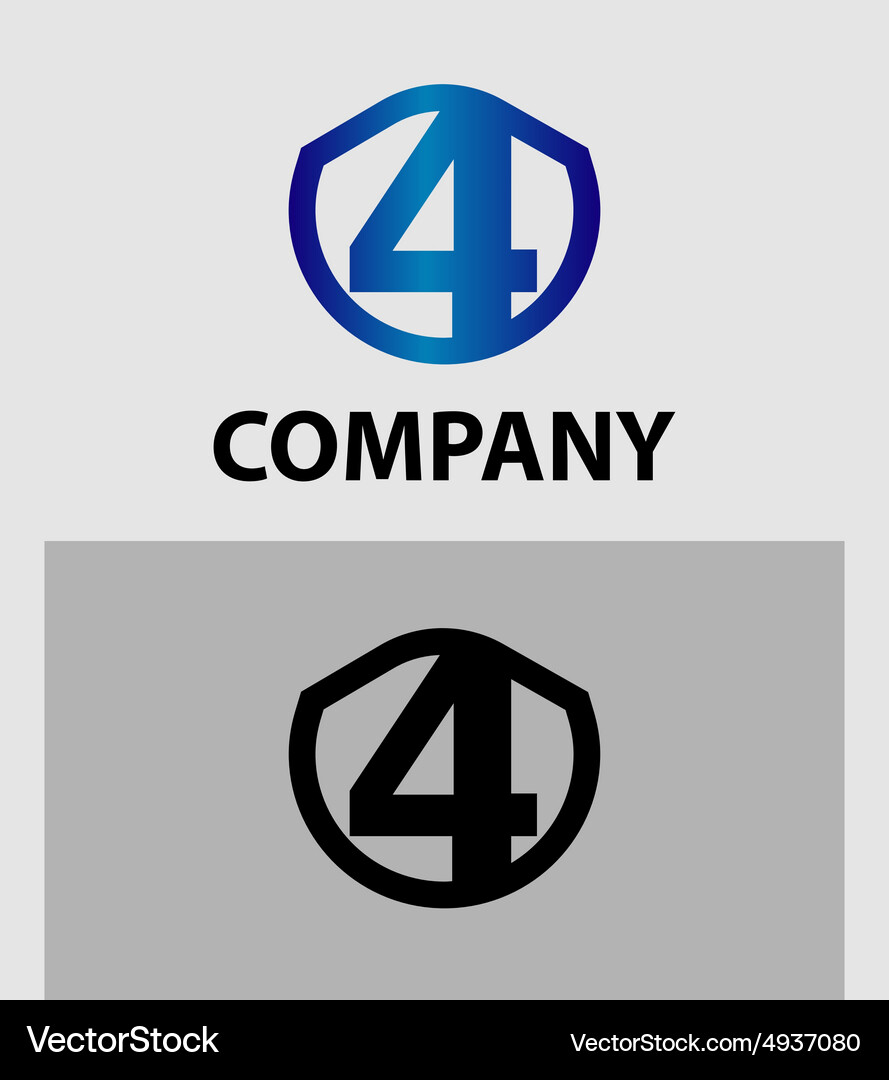 Abstract Number 4 logo Symbol icon set Royalty Free Vector