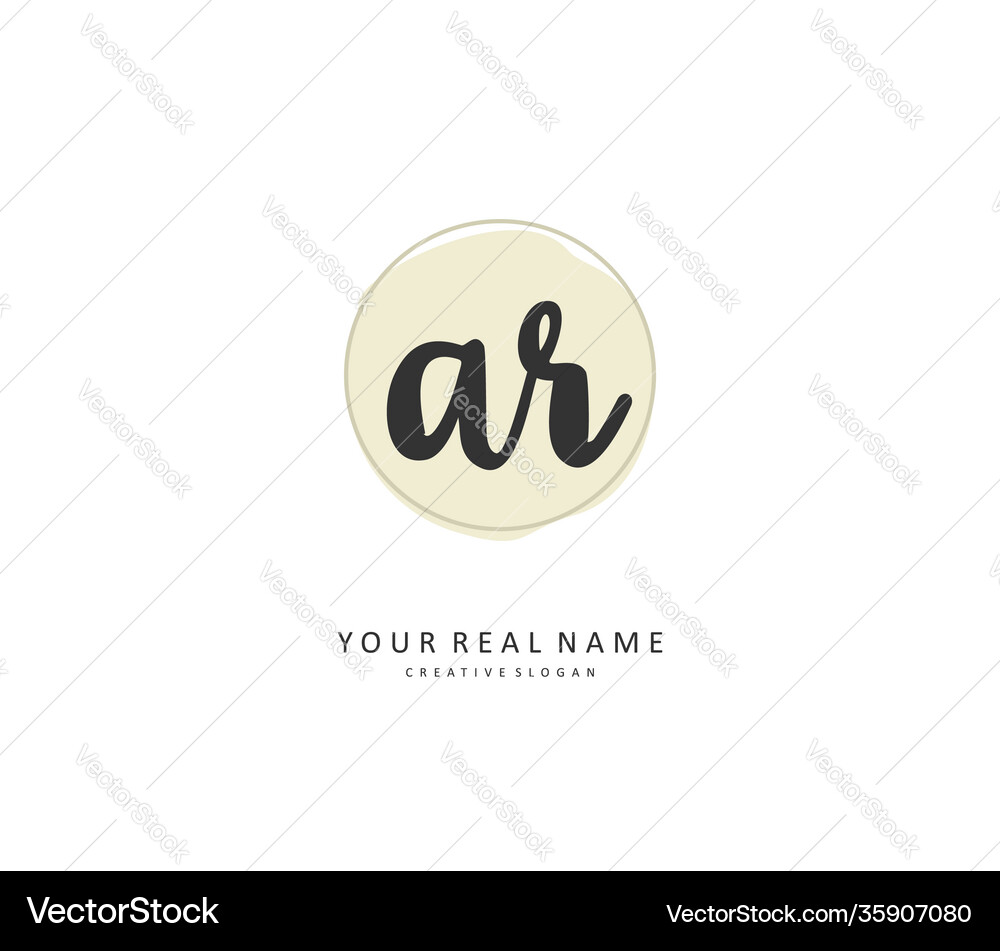 Ar initial letter handwriting and signature logo Vector Image