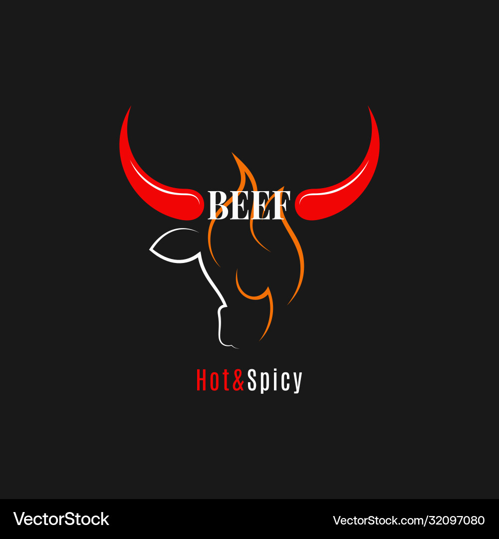 Beef bull logo hot beef with chili pepper Vector Image