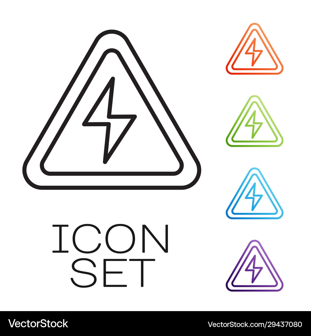 Black line high voltage sign icon isolated Vector Image