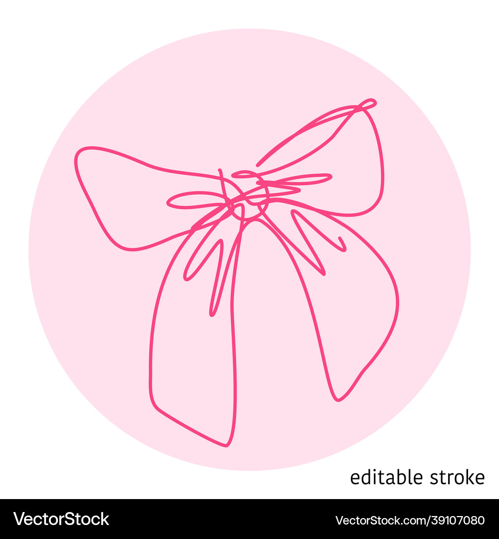 Bow made in continuous line art style holiday Vector Image