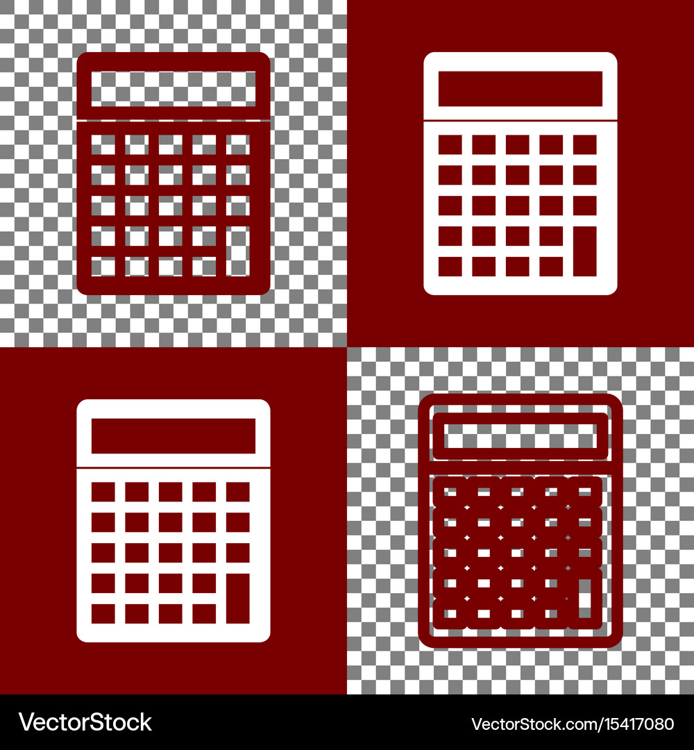 Calculator simple sign bordo and white Royalty Free Vector