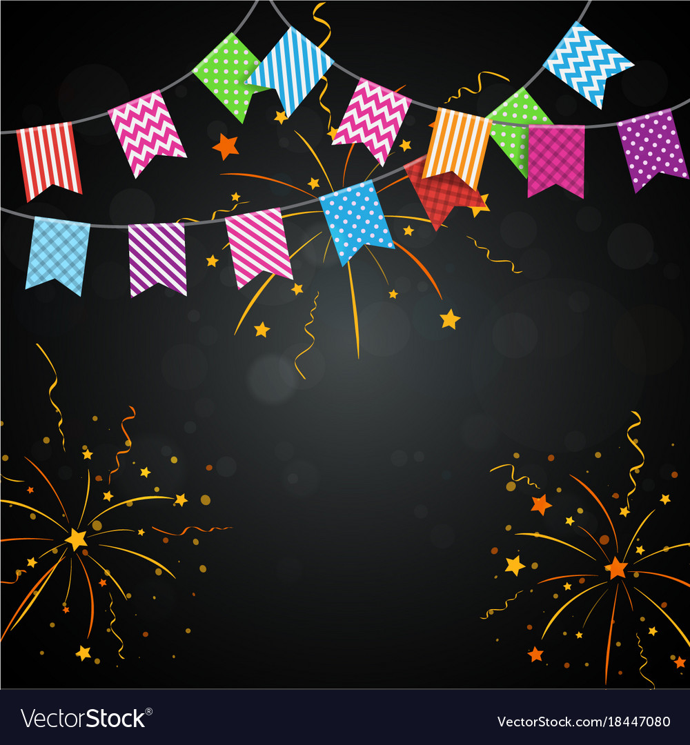 Colorful confetti background with bunting flags Vector Image