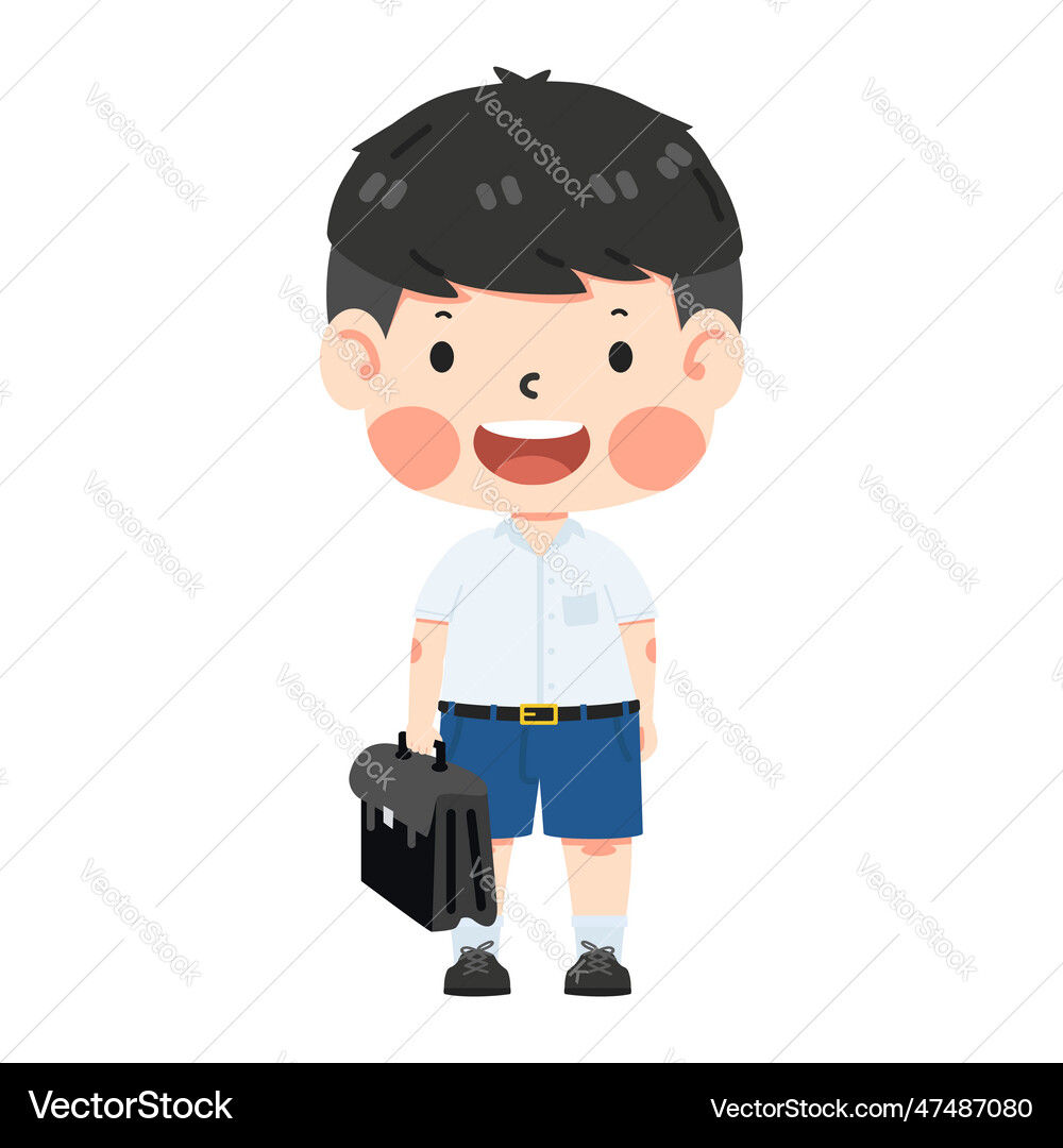 Cute boy student wearing uniform and bag Vector Image