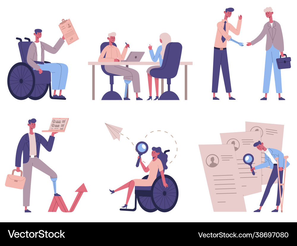 Disabled people hiring handicapped characters Vector Image