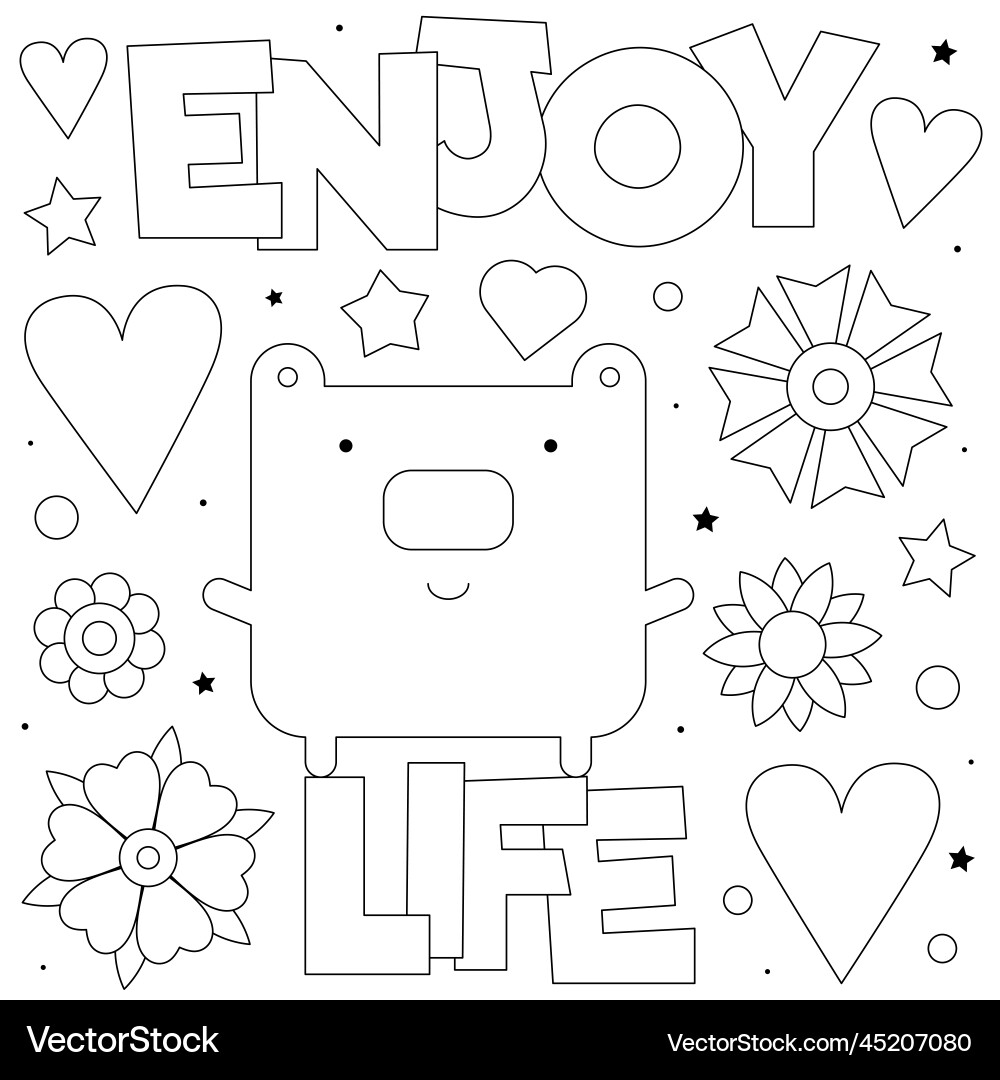 Enjoy life coloring page black and white Vector Image