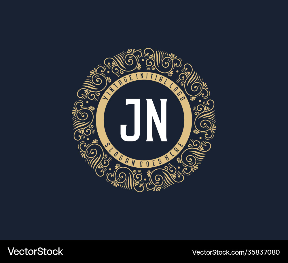 Initial jn antique retro luxury victorian Vector Image