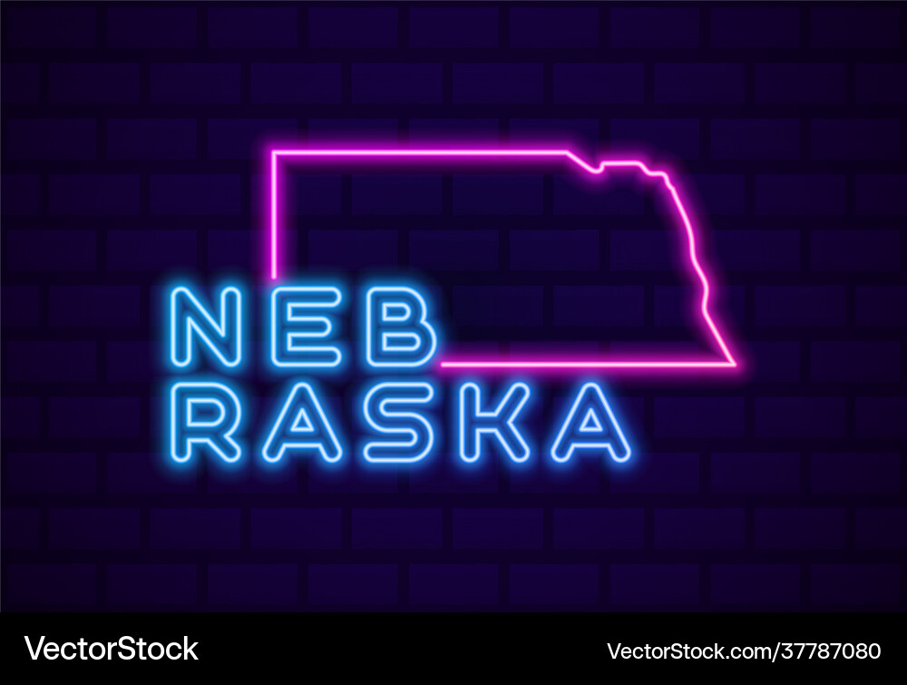 Nebraska us state glowing neon lamp sign Vector Image