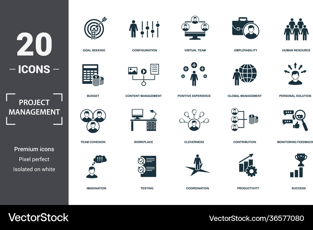 Project Management Icon Collection Royalty Free Vector Image