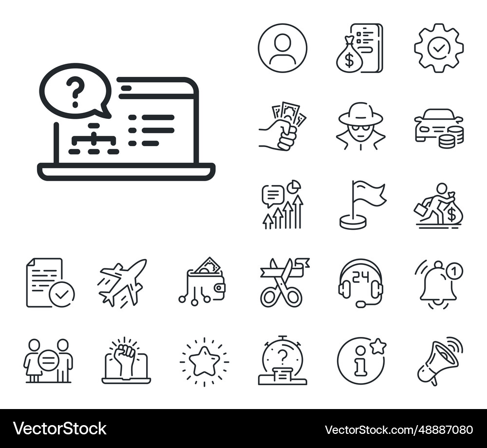Question mark line icon online quiz test sign Vector Image