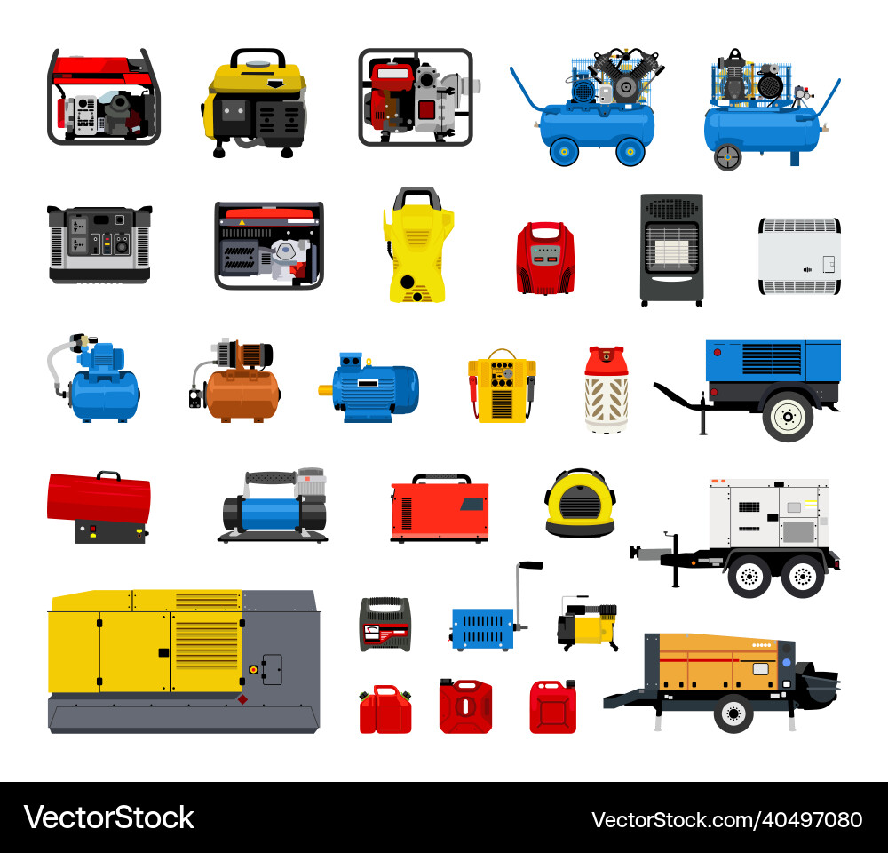 Set of generators and compressors Royalty Free Vector Image