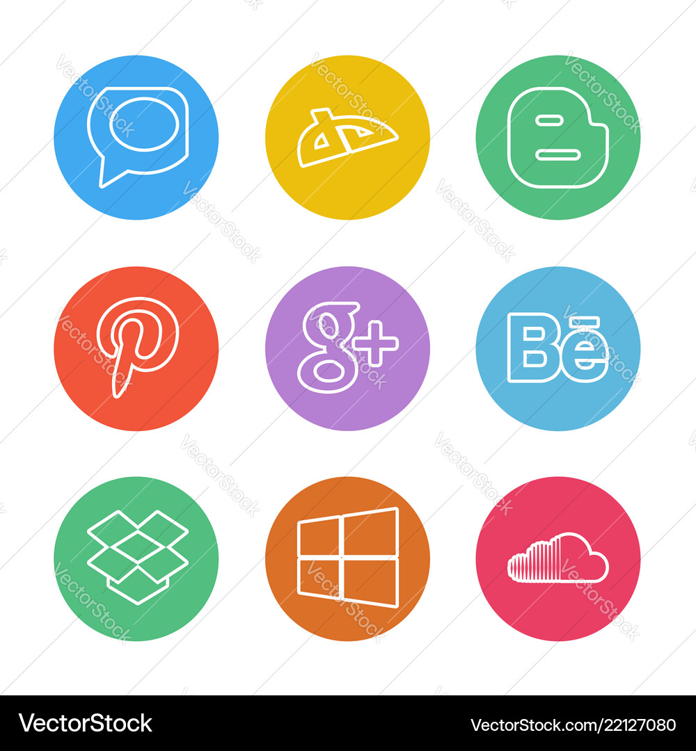 Social media eps icons set Royalty Free Vector Image