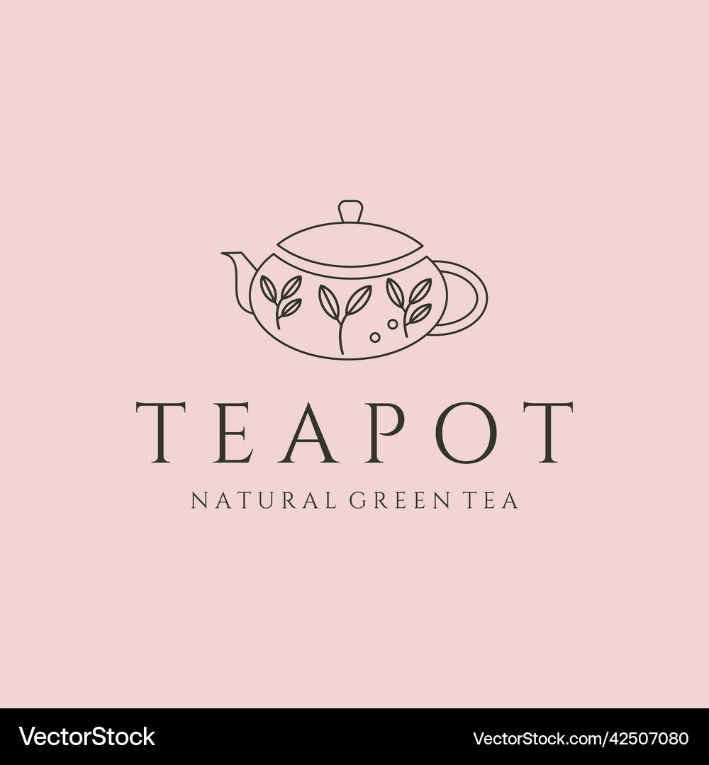 Tea pot line art logo symbol design Royalty Free Vector