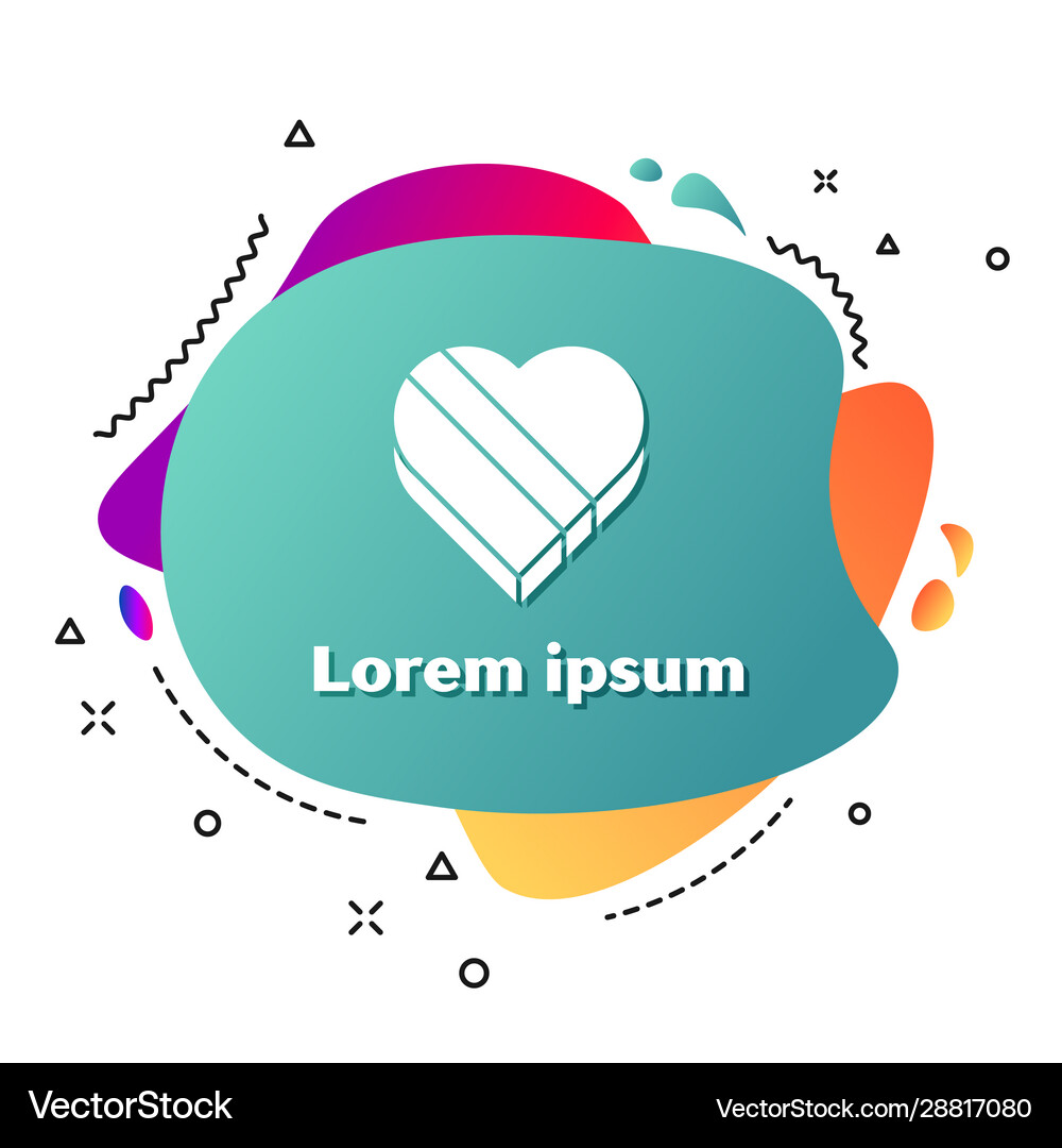 White candy in heart shaped box icon isolated Vector Image