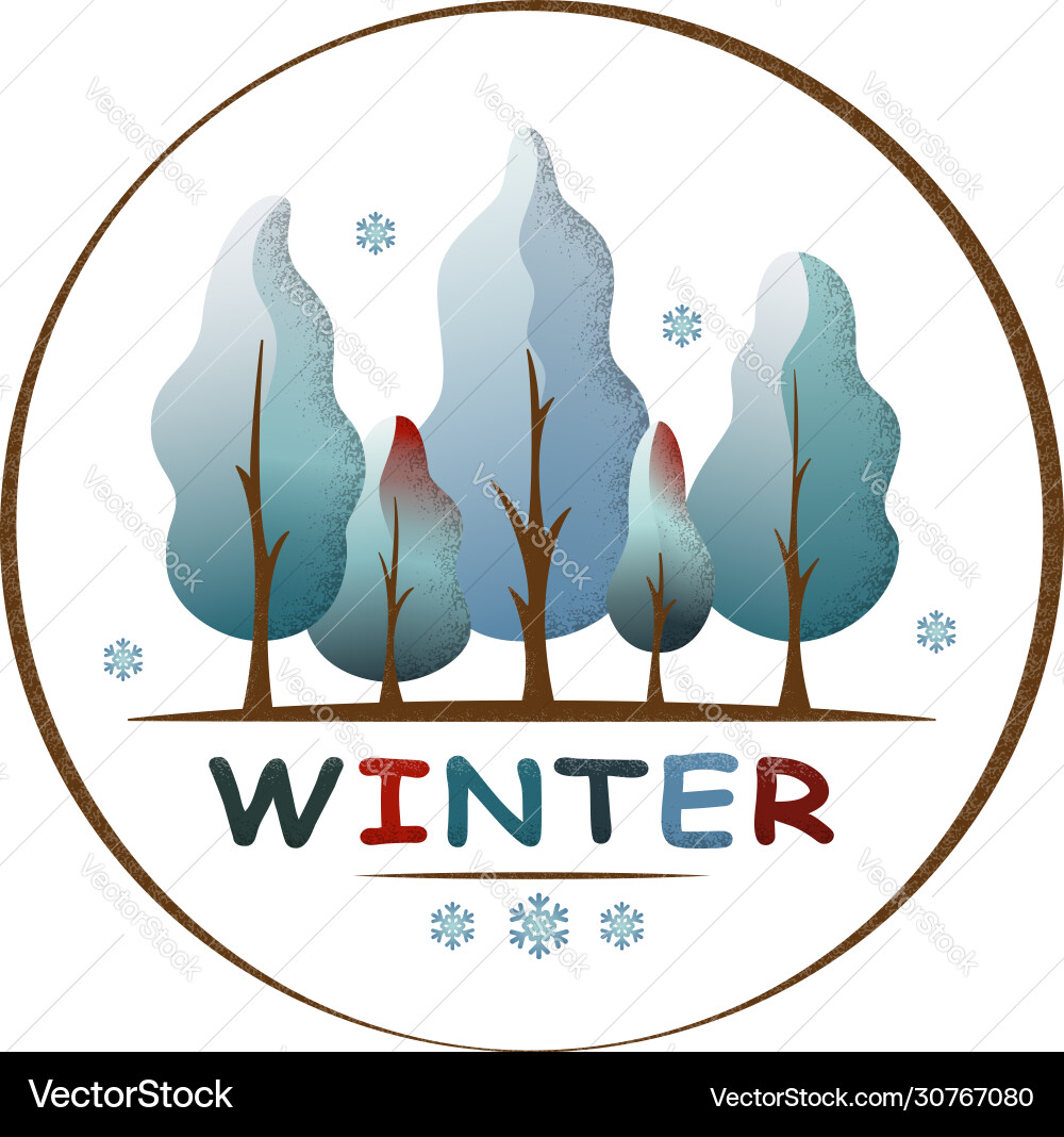 Winter forest landscape in circle snowy trees Vector Image