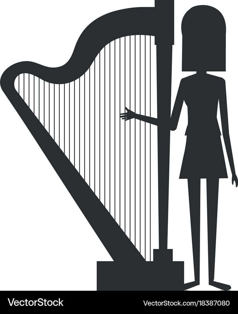 Woman playing harp character Royalty Free Vector Image