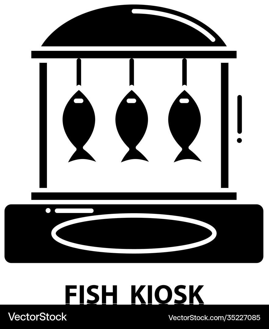 Fish kiosk icon black sign with editable Vector Image