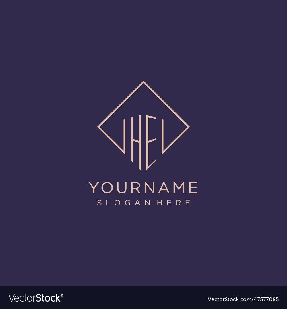 Initials he logo monogram with rectangle style Vector Image