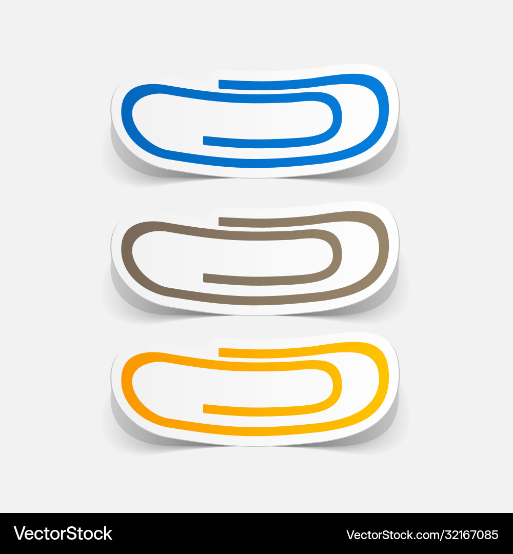 Paper clipped sticker paper clip Royalty Free Vector Image