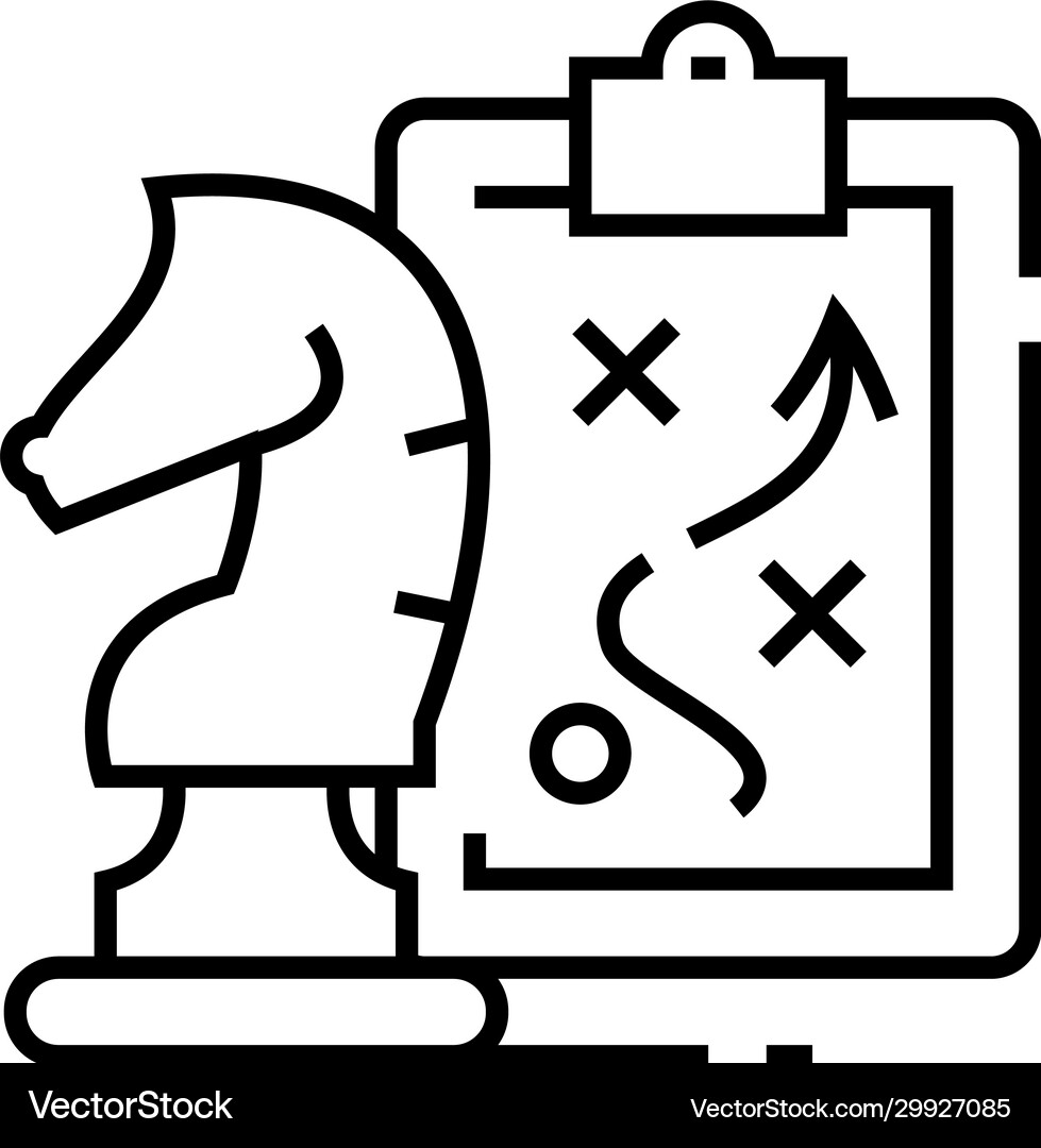 Strategy line icon concept sign outline Royalty Free Vector