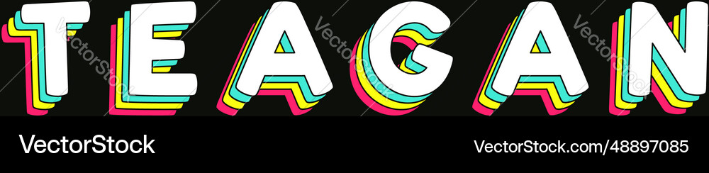 Teagan - retro rainbow typography faded style Vector Image