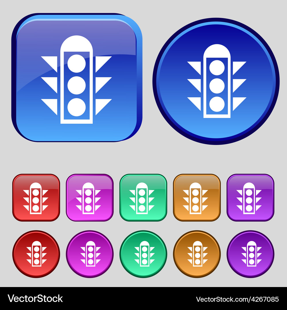 Traffic light signal icon sign a set twelve Vector Image