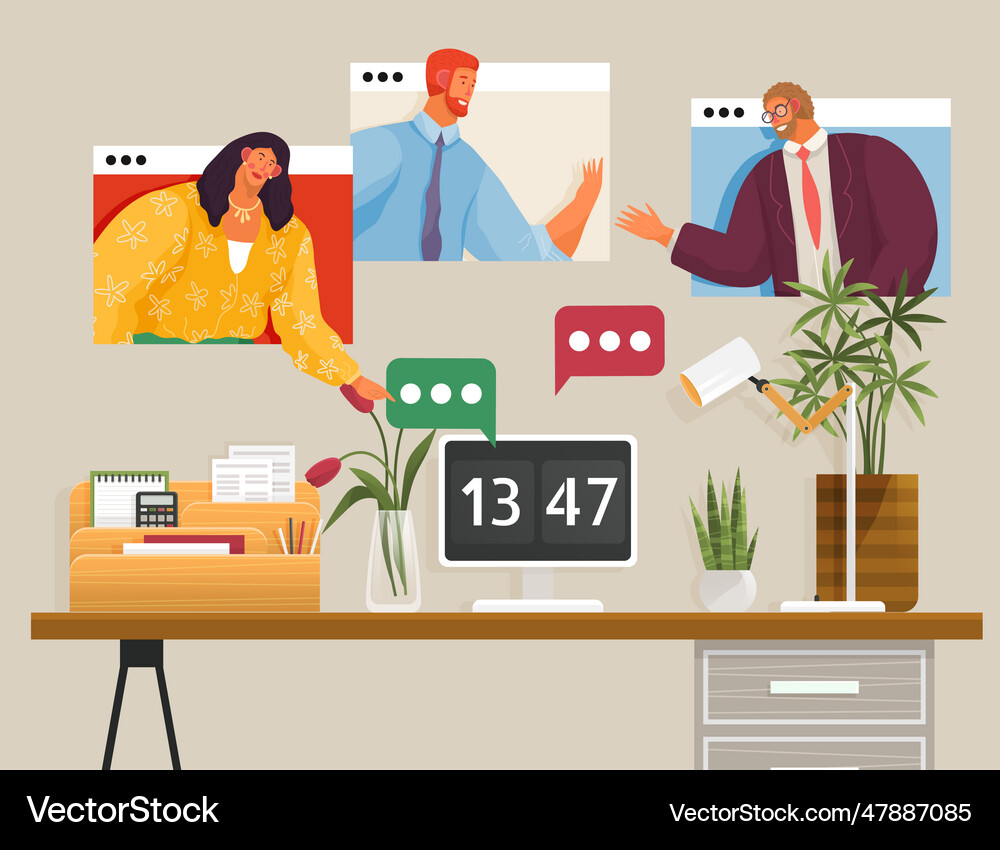 Video conference converse via video call group Vector Image