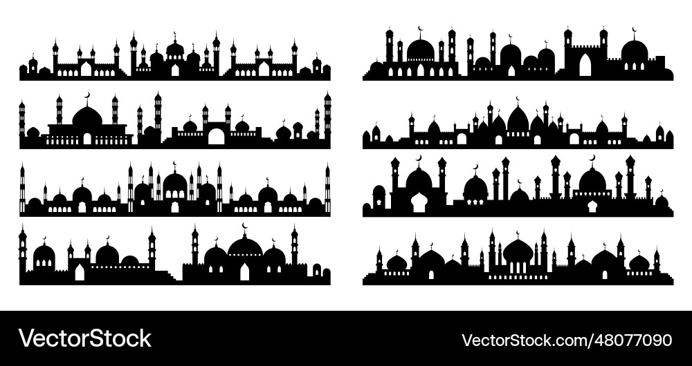 Arabic architecture silhouette mosque roof Vector Image