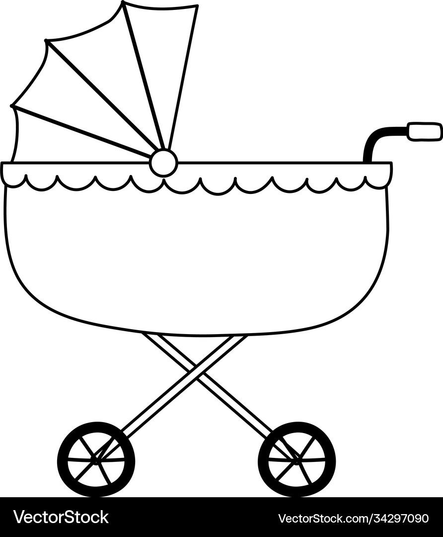 Baby pram isolated icon style line Royalty Free Vector Image