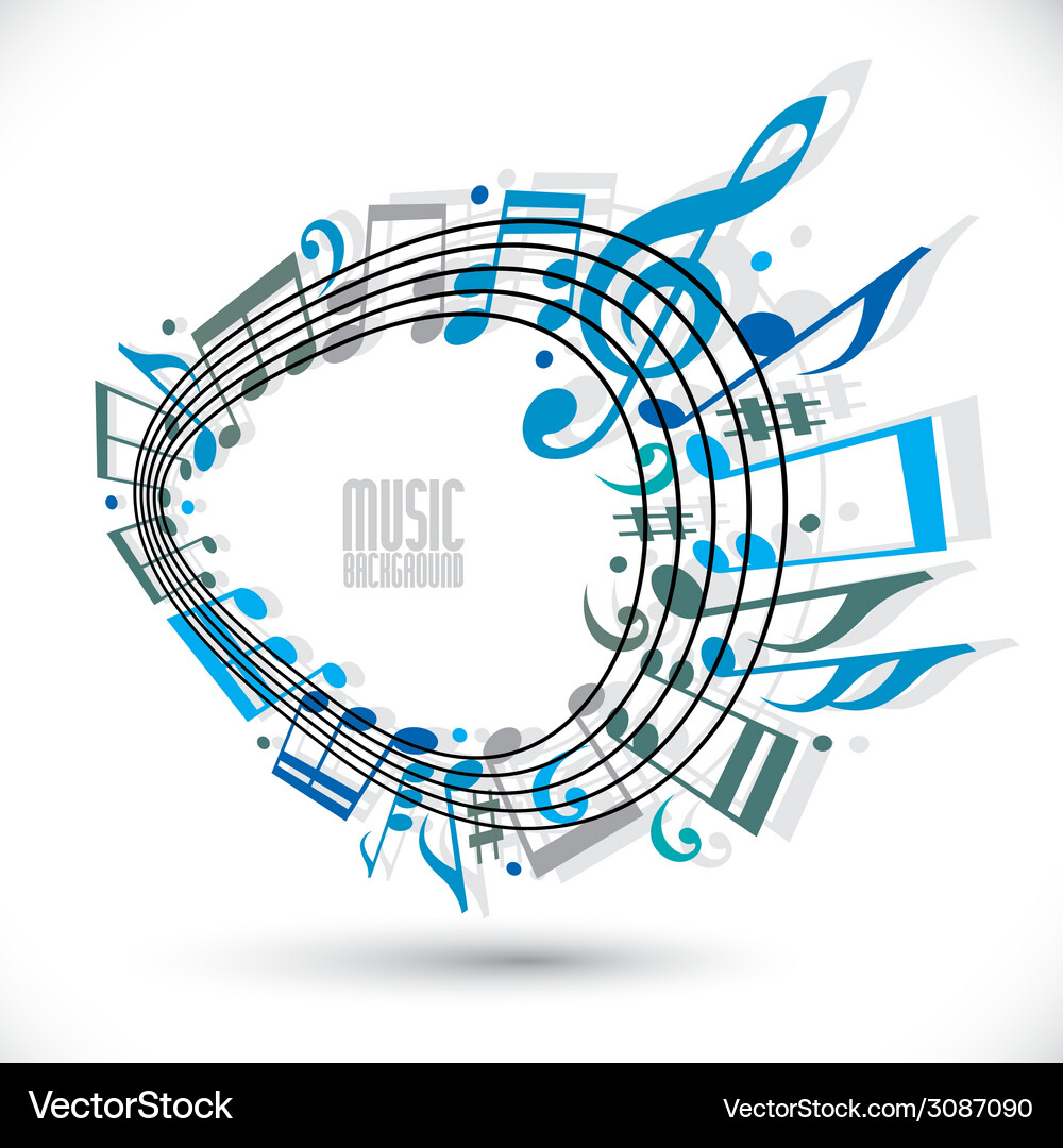 Blue music background with clef and notes music Vector Image