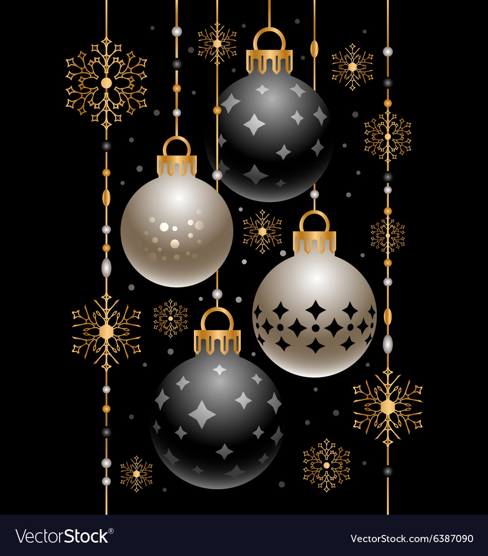 Christmas decoration with golden snowflakes Vector Image