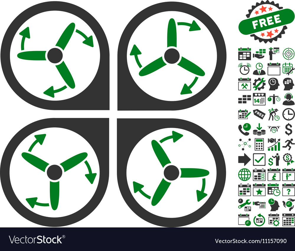Copter screws rotation icon with bonus Royalty Free Vector Copter screws rotation icon with bonus Royalty Free Vector